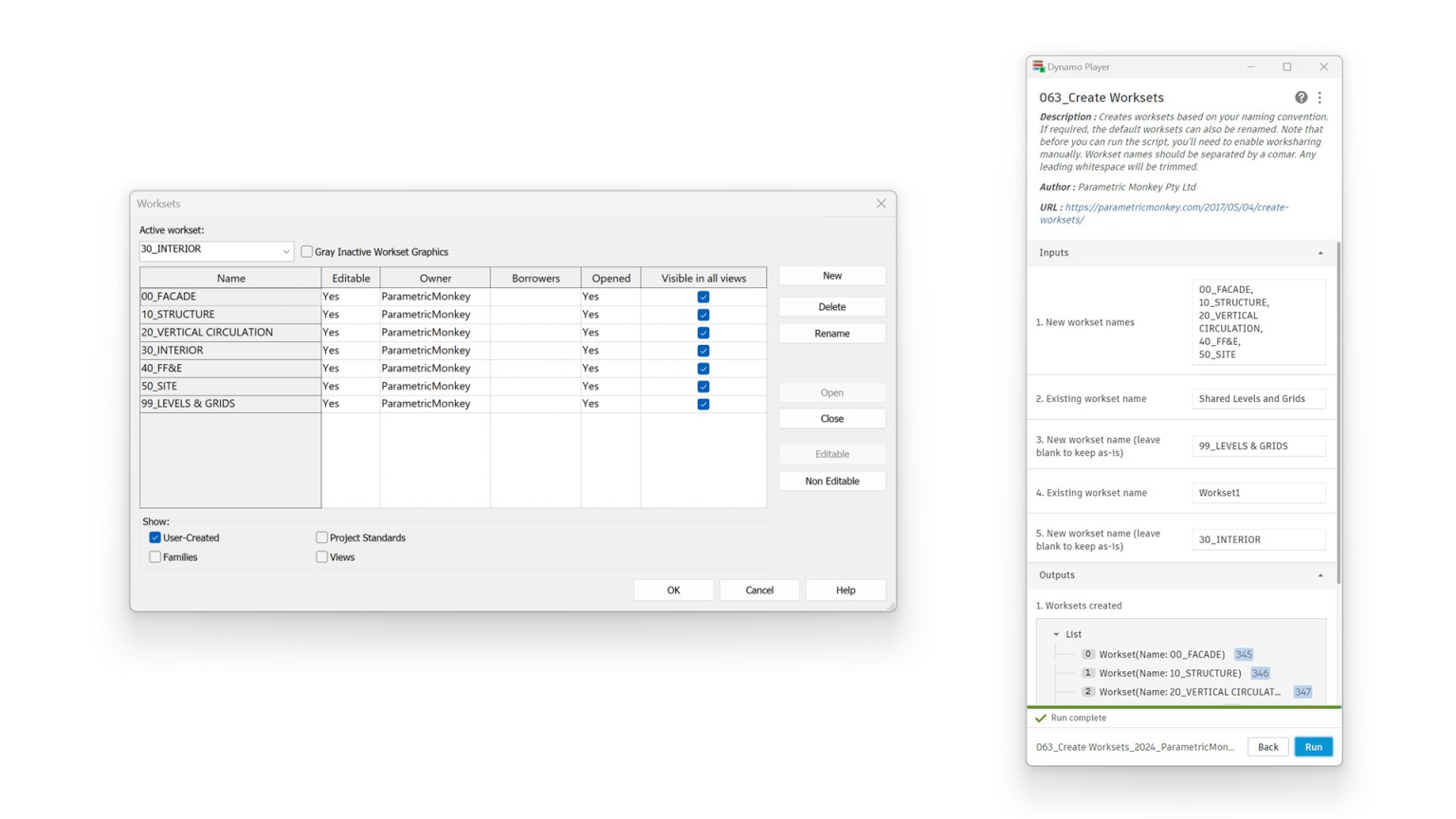 Create worksets with Dynamo | Parametric Monkey